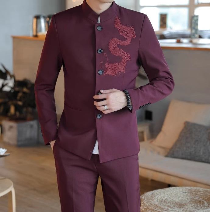 Modern Chinese Slim-fit Mandarin Dragon Tang Jacket Suit – Oriental Me