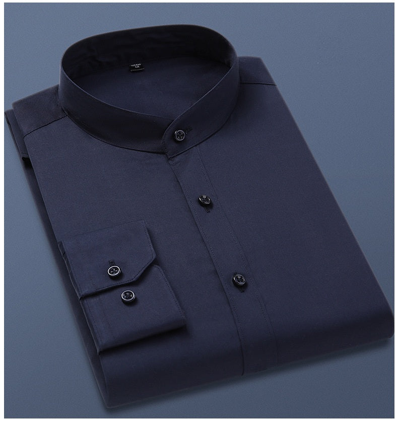 Men’s Chinese Mandarin Stand Collar Shirt – Traditional Round Neck ...