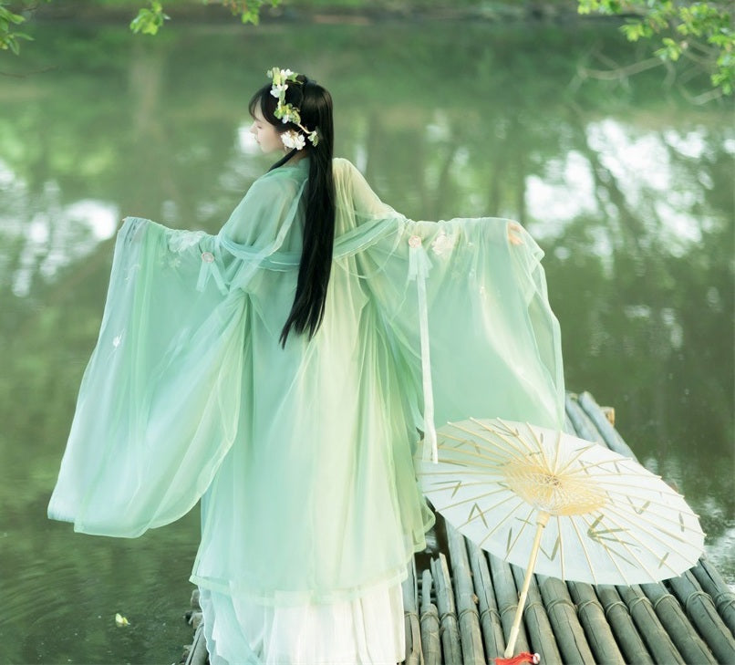 Green Hanfu Floral Emboridered Tang Dynasty HanFu Dress – Oriental Me