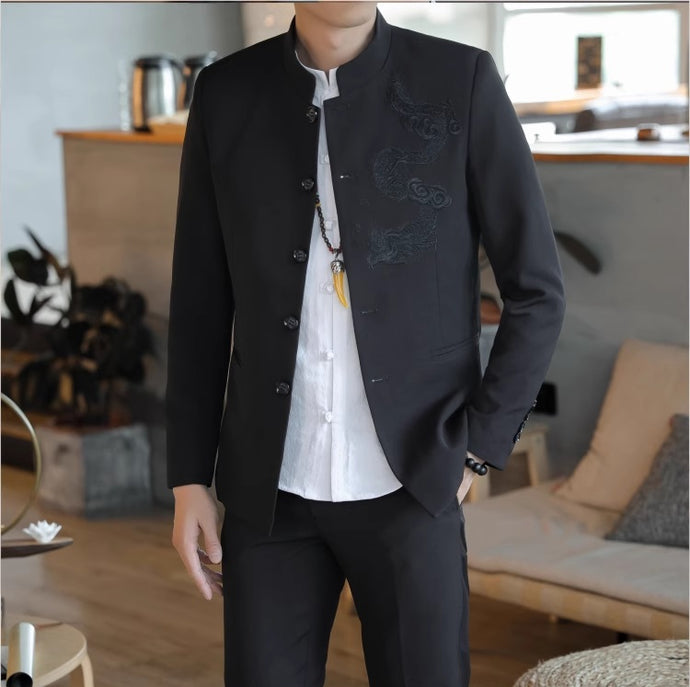 Modern Chinese Slim-fit Mandarin Dragon Tang Jacket Suit – Oriental Me