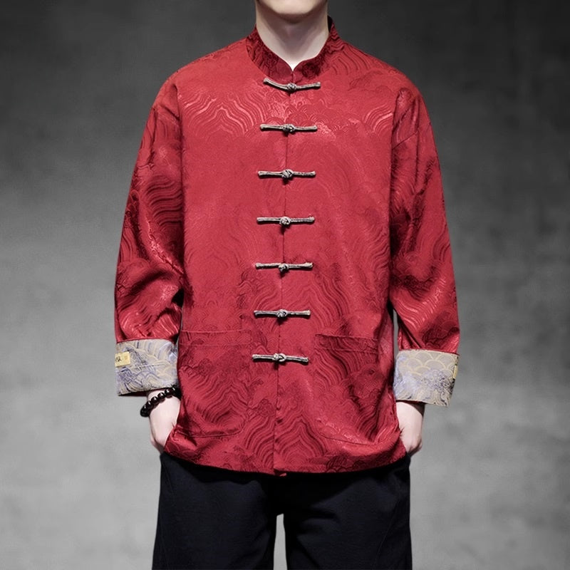 Red Traditional Chinese Brocade Tang Shirt – Oriental Me