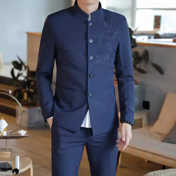 Modern Chinese Slim-fit Mandarin Dragon Tang Jacket Suit – Oriental Me