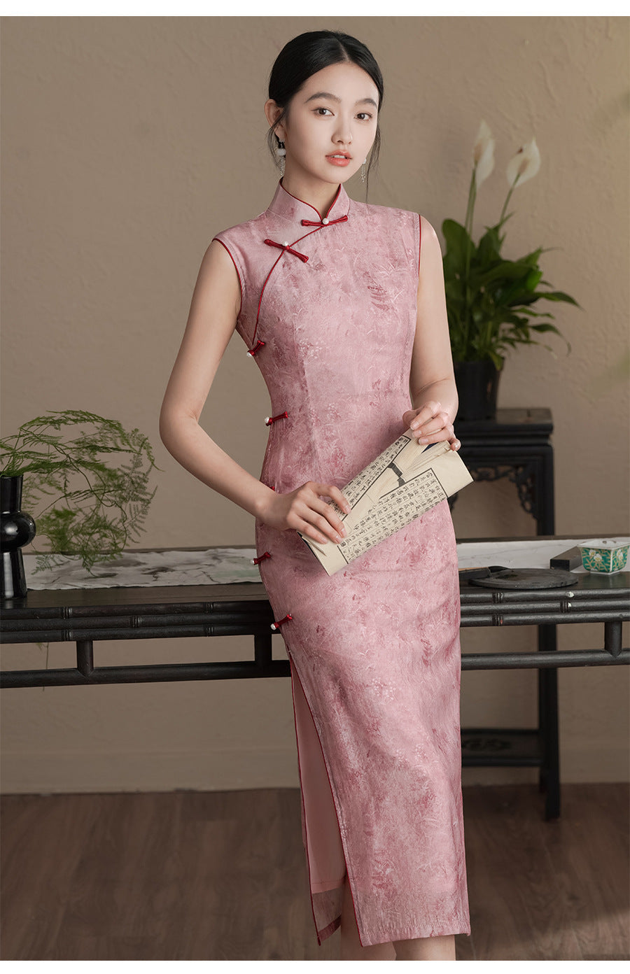 Pink Sleeveless Cheongsam Qipao Dress | Blush – Oriental Me