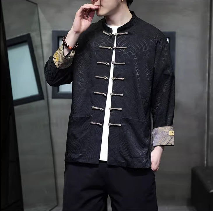 Black Traditional Chinese Brocade Tang Shirt – Oriental Me