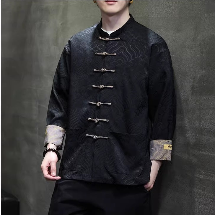 Black Traditional Chinese Brocade Tang Shirt – Oriental Me