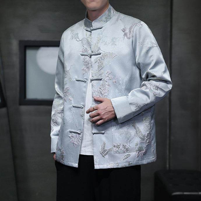 Light Blue Jacquard Brocade Chinese Tang Jacket – Oriental Me