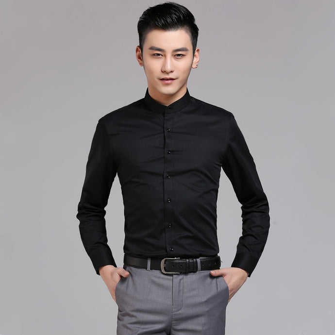 Men’s Chinese Mandarin Stand Collar Shirt – Traditional Round Neck ...
