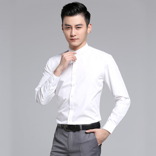 Men’s Chinese Mandarin Stand Collar Shirt – Traditional Round Neck ...
