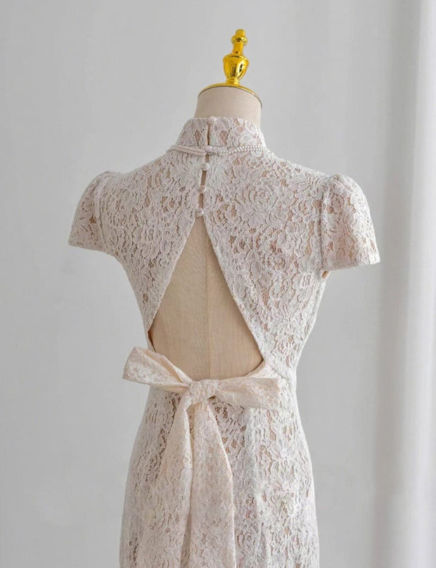 Off White Lace Open Back Cheongsam Qipao Dress – Oriental Me